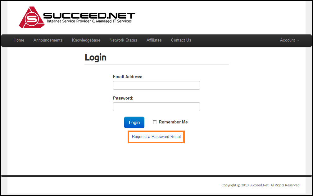 Client area Login and Password Change - Knowledgebase - Succeed, Inc.